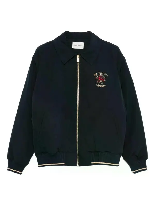 Drole De Monsieur Embroidery Zip Jacket - Blue