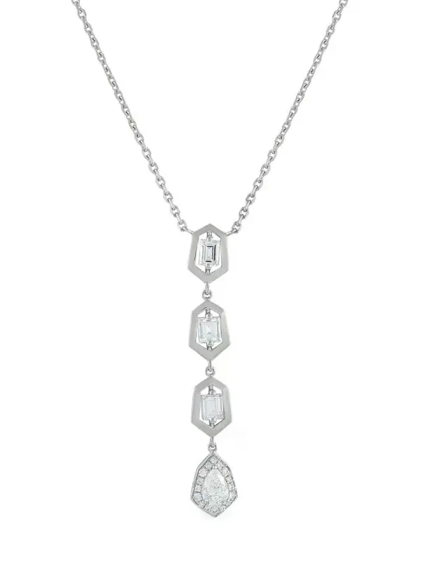 LB EXCLUSIVE 18k White Gold Diamond Drop Necklace - Silver