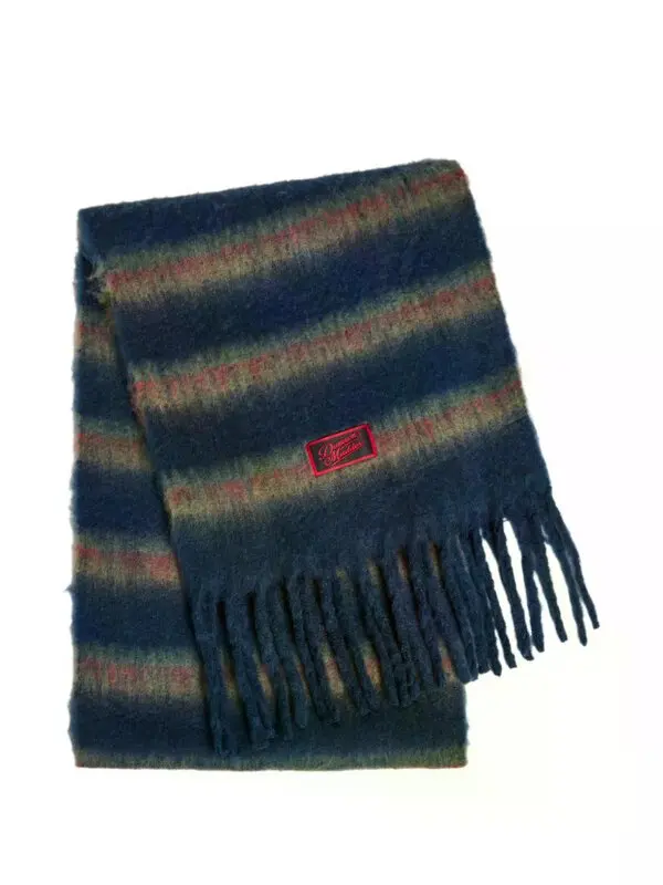 DAMSON MADDER Striped Fringed Scarf - Blue