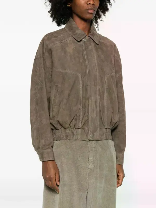 ARMA Frederica Collared Suede Jacket - Brown