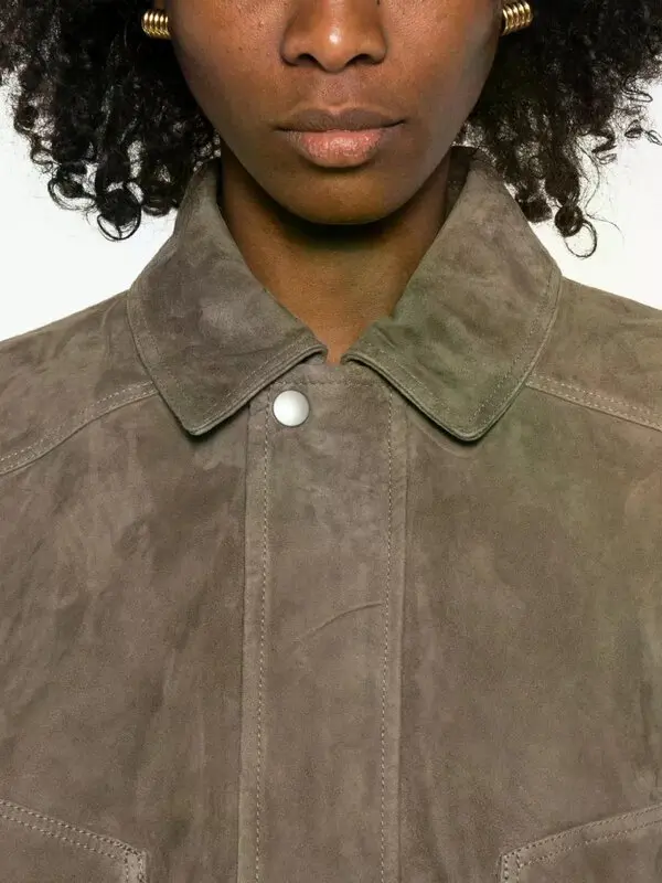 ARMA Frederica Collared Suede Jacket - Brown