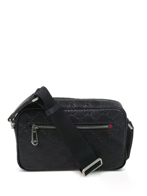 Gucci Embossed Monogram Messenger Bag - Black
