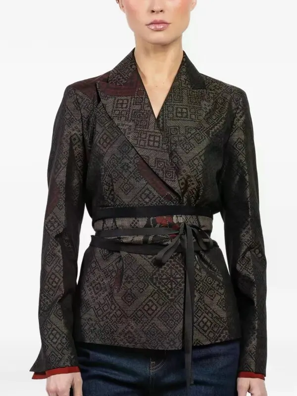 IBRIGU Geometric-print Belted Jacket