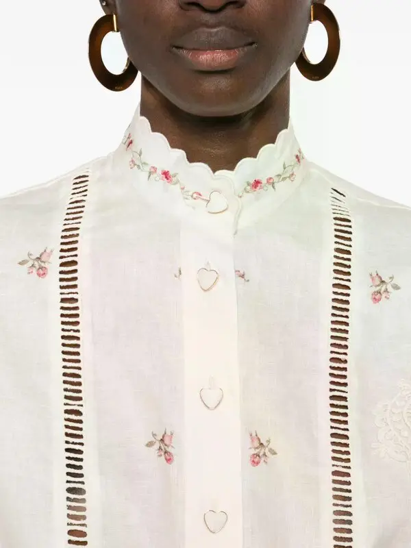 Zimmermann Patience Lace Floral Shirt - Neutrals