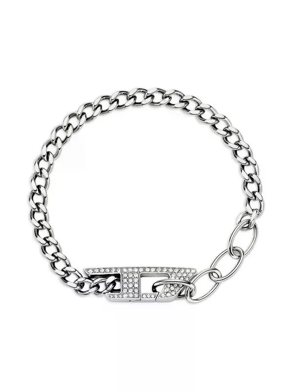 Diesel Curb-chain Crystal Bracelet - Silver