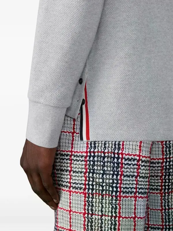 Thom Browne Textured Pique 4-bar Long Sleeve Polo Shirt