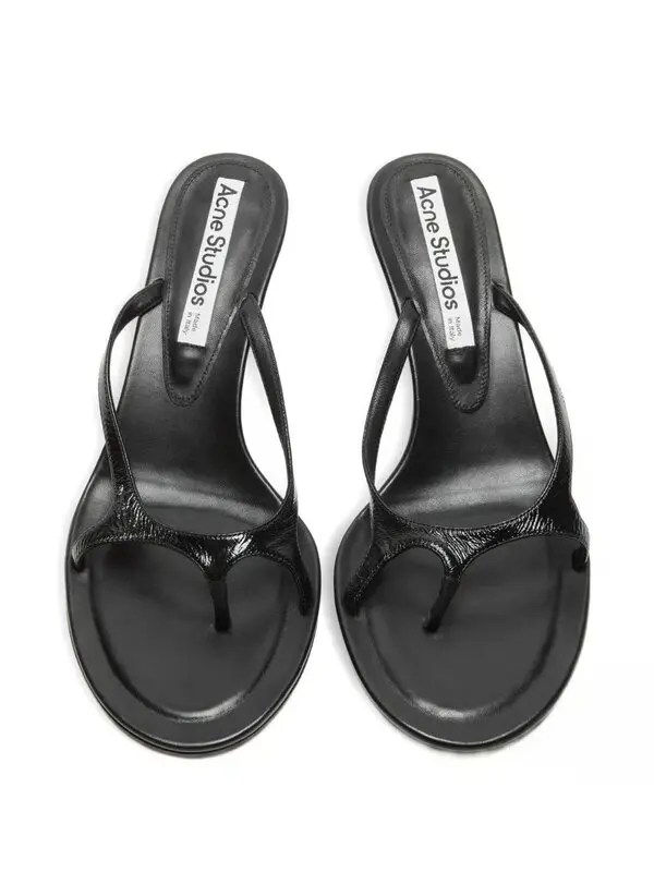 Acne Studios Kitten Heel Sandals In Patent Leather - Black