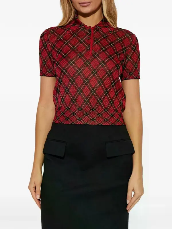 Alexander McQueen Argyle Button Polo Top