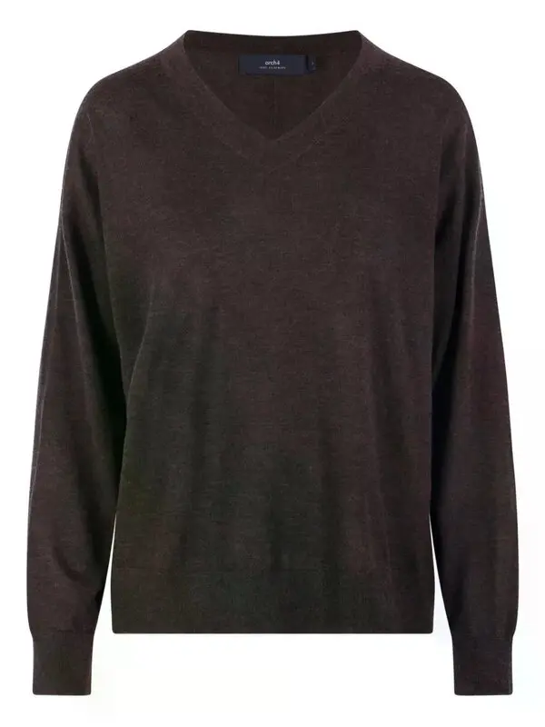 Arch4 V-neck Ribbed Sweater - Brown