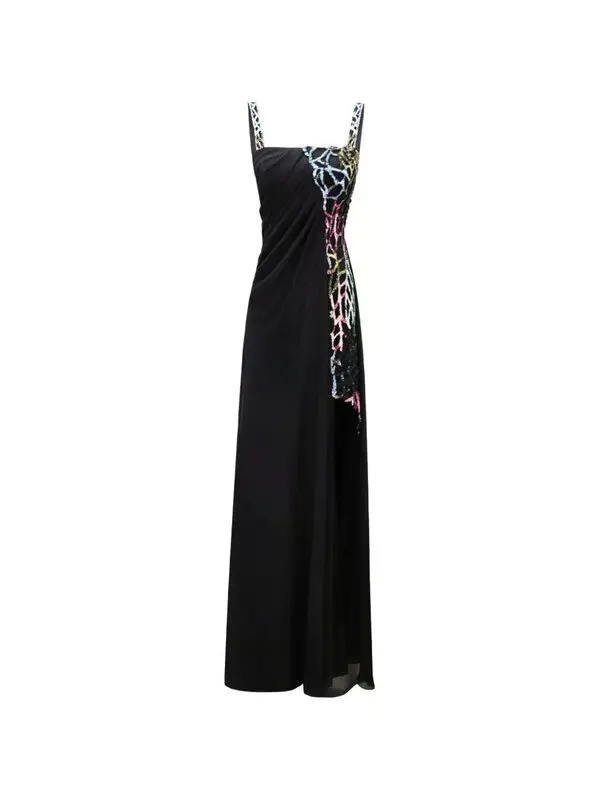 GEMY MAALOUF Draped Beaded Maxi Dress