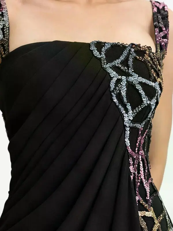 GEMY MAALOUF Draped Beaded Maxi Dress