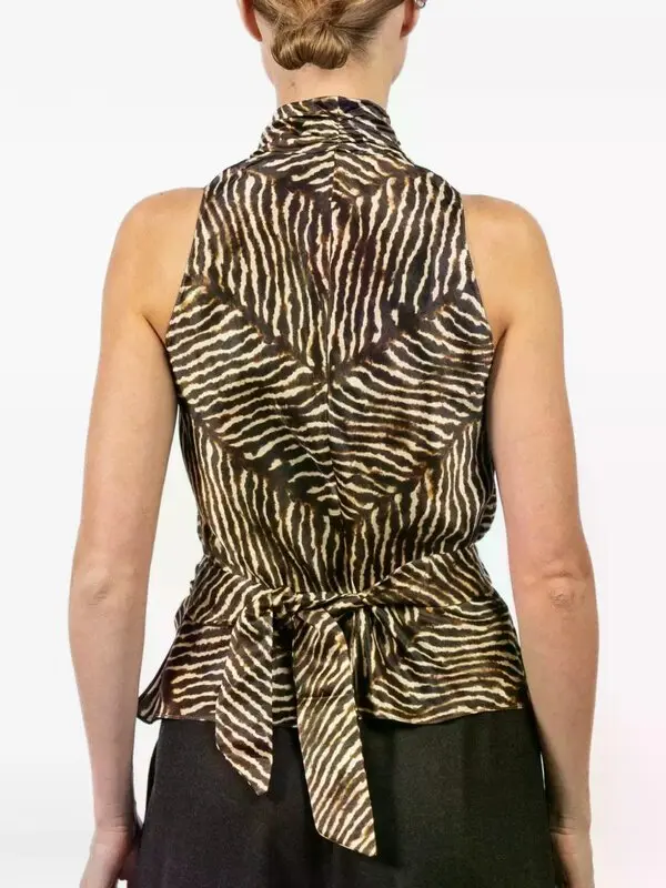 PETER COHEN Zebra-print Tie Top