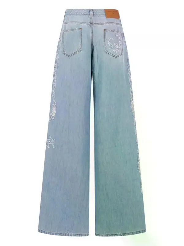 Ermanno Scervino Floral-embroidered Jeans - Blue