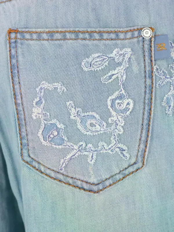 Ermanno Scervino Floral-embroidered Jeans - Blue