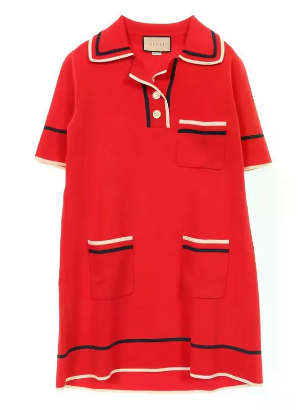 Gucci Knitted Short-sleeve Polo Dress
