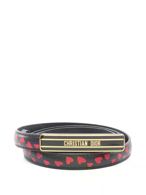 Dior Heart-pattern Leather Belt - Black