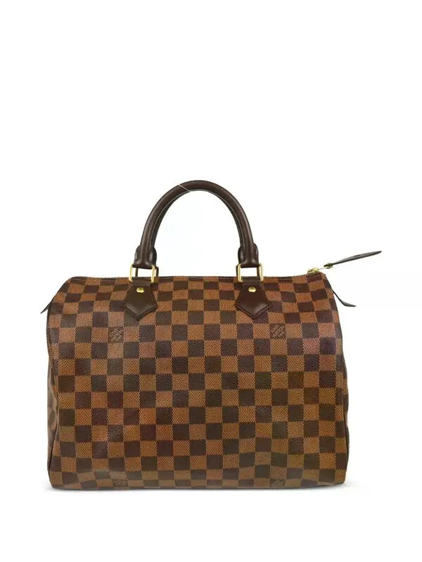 LOUIS VUITTON 2014 Speedy Checkered Tote Bag - Brown