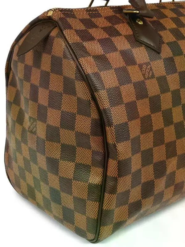 LOUIS VUITTON 2014 Speedy Checkered Tote Bag - Brown