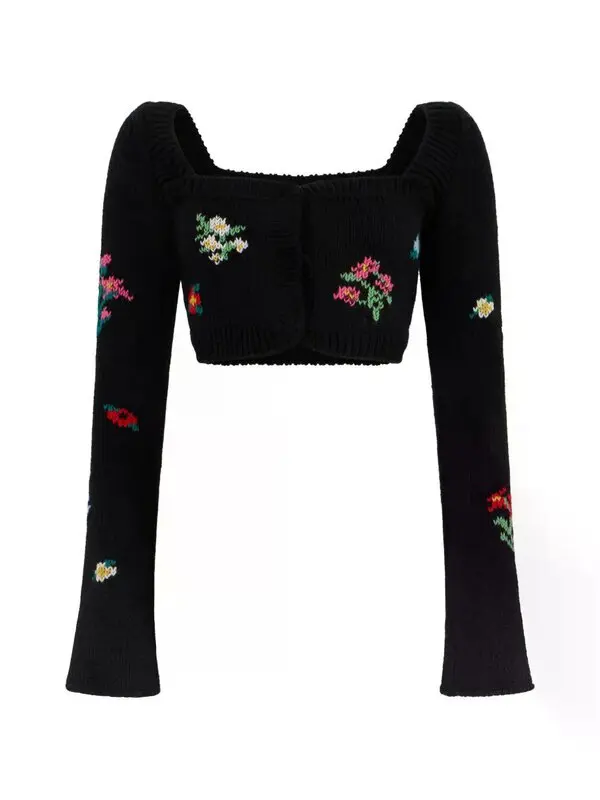 Philosophy Di Lorenzo Serafini Floral Cropped Cardigan - Black