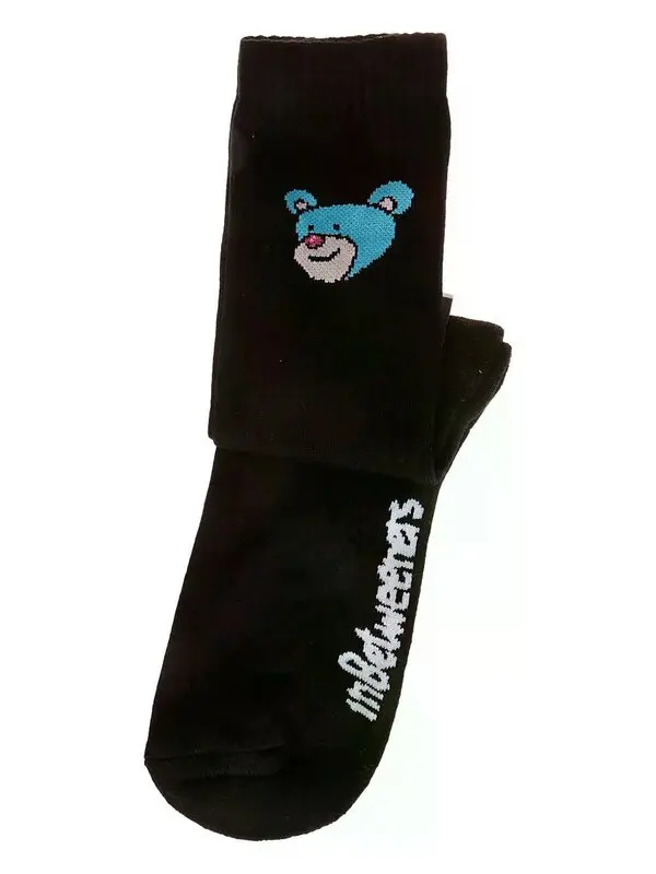 INBETWEENERS Bear-print Cotton Socks - Black