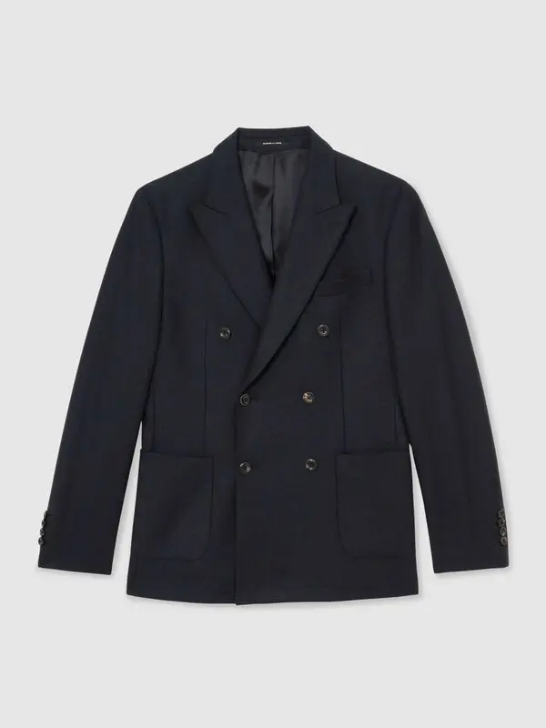 REISS Carson Flannel Double-breasted Blazer Tailored-fit