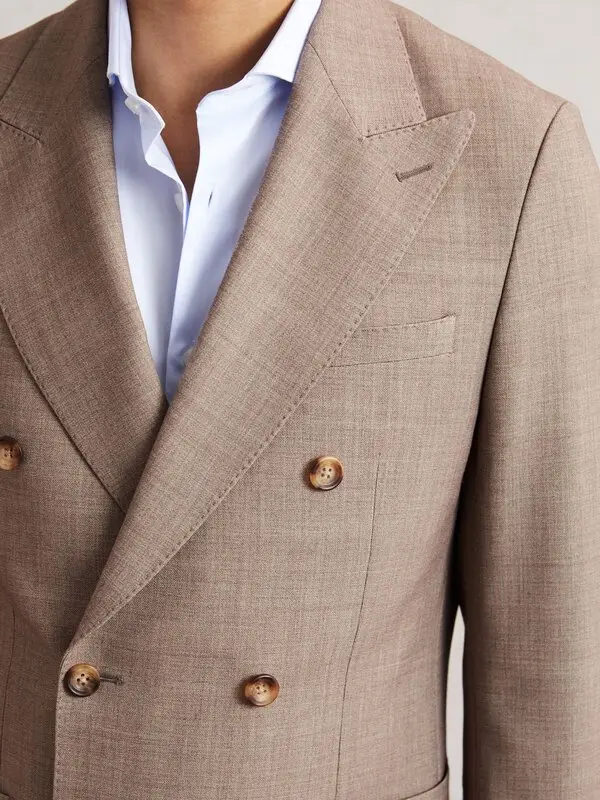 REISS Db Belmont Db Double-breasted Textured Suit Blazer Tailored-fit With Wool - Brown