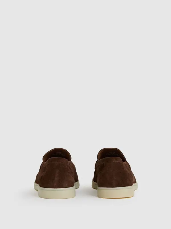 REISS Kason Suede Slip-on Loafers - Brown