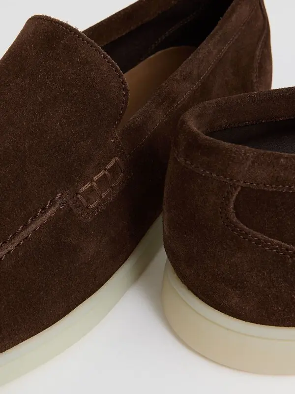 REISS Kason Suede Slip-on Loafers - Brown
