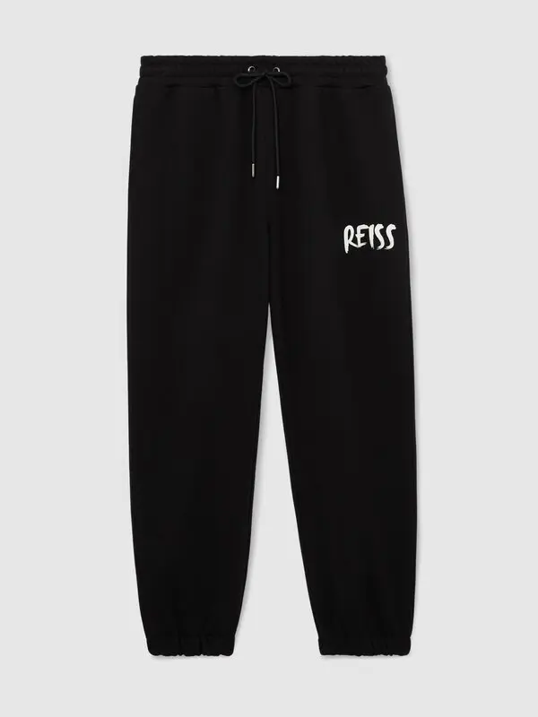 REISS Edison Cotton Logo-print Cuffed Joggers