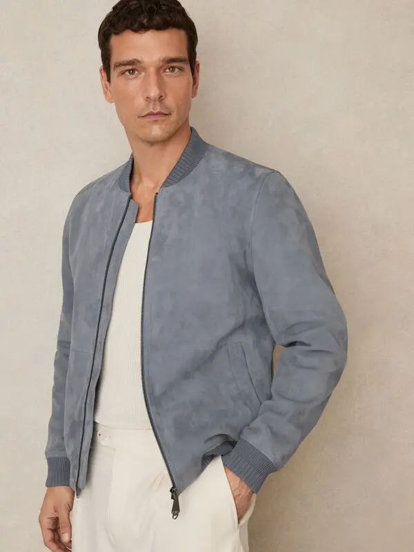 REISS Burnham Suede Bomber Jacket