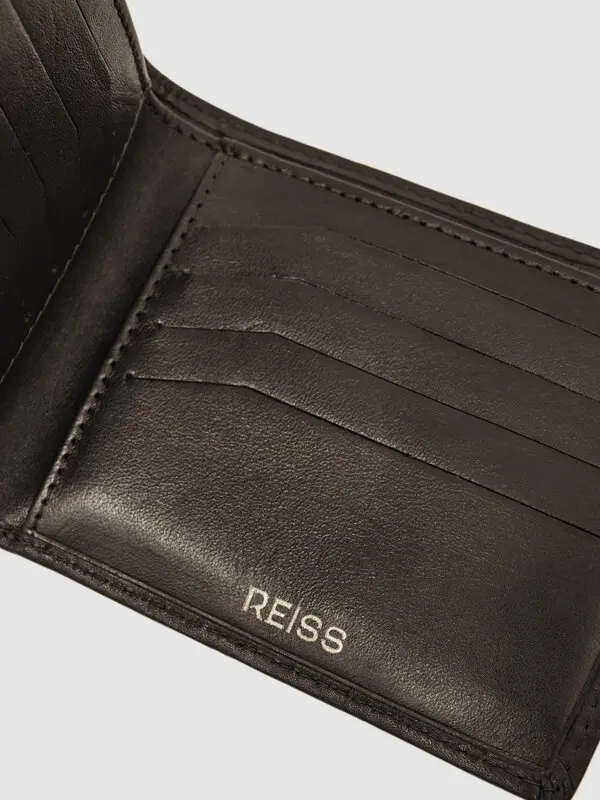 REISS Elton Leather Large Lattice-effect Wallet
