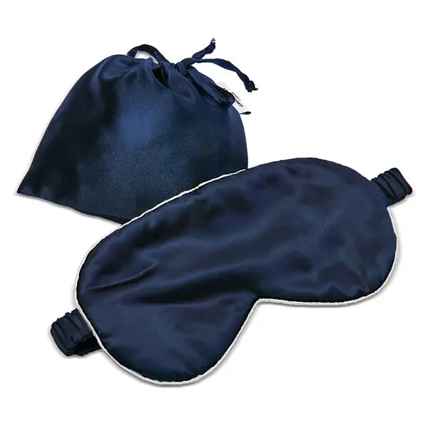 Gingerlily Silk Eye Mask With Pouch - Navy / Ivory Piping