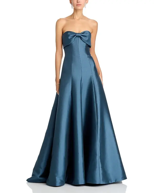 Amsale Bow Neck Strapless Gown