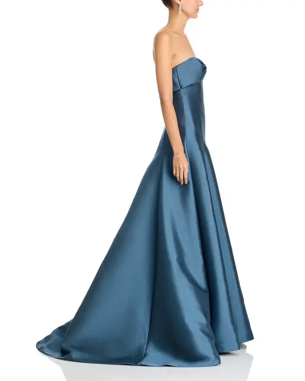 Amsale Bow Neck Strapless Gown