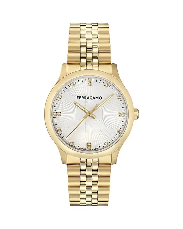 FERRAGAMO Duo Diamond Watch - White/gold