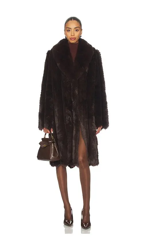 Nbd Nadia Faux Fur Coat - Chocolate