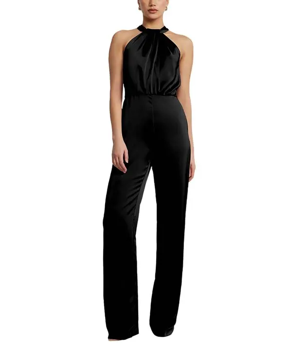 Bcbgmaxazria Pleated Halter Jumpsuit - Black