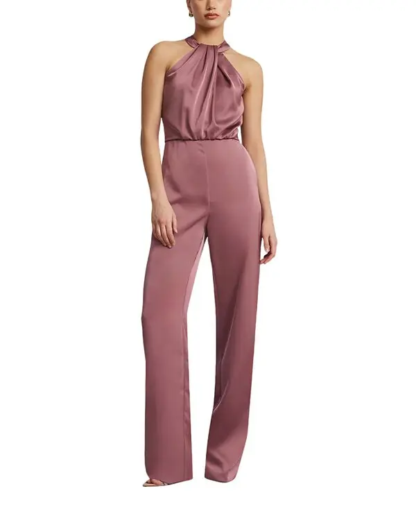 Bcbgmaxazria Pleated Halter Jumpsuit - Renaissance Rose