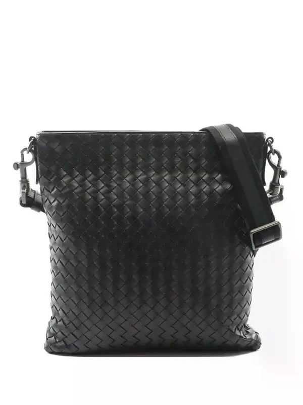 Bottega Veneta 2010s Small Intrecciato Messenger Bag - Black