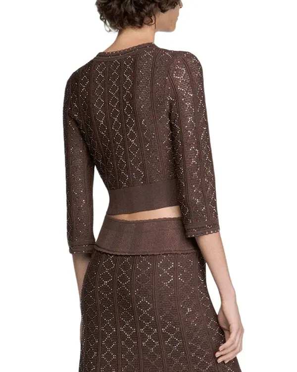 Sandro Strass Knit Cropped Cardigan - Brown