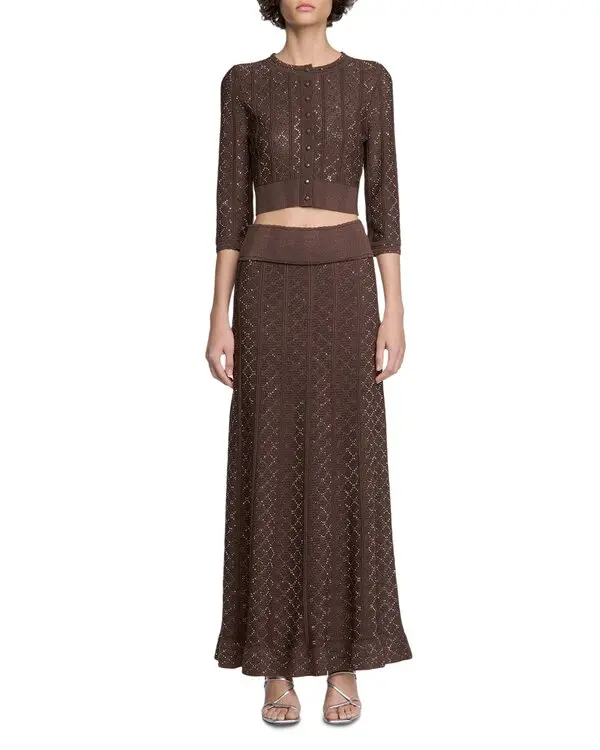 Sandro Strass Knit Cropped Cardigan - Brown