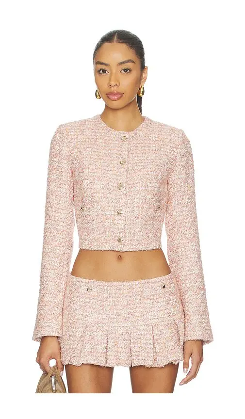 GUIZIO Patch Pocket Crop Jacket - Pink