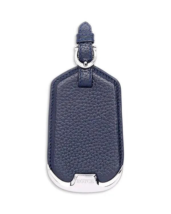 ROYCE NEW YORK Leather Luggage Tag - Navy Pebble