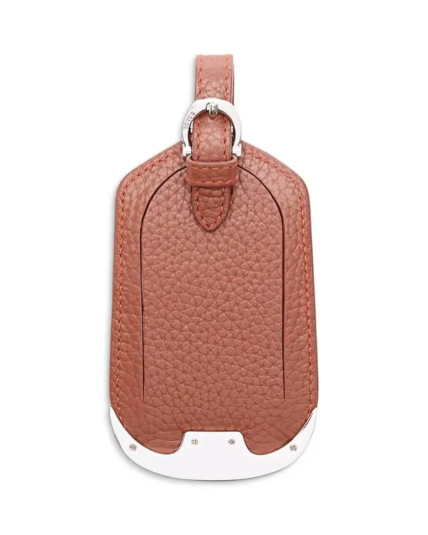 ROYCE NEW YORK Leather Luggage Tag - Tan Pebble