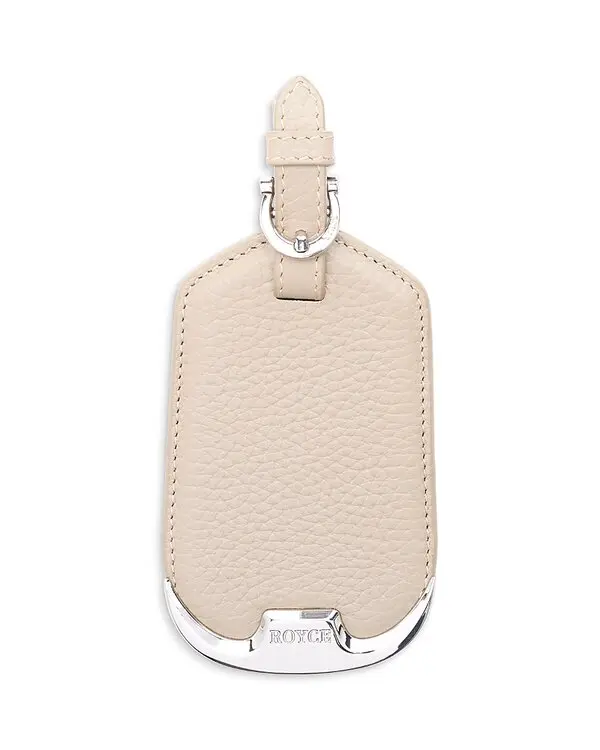 ROYCE NEW YORK Leather Luggage Tag - Taupe