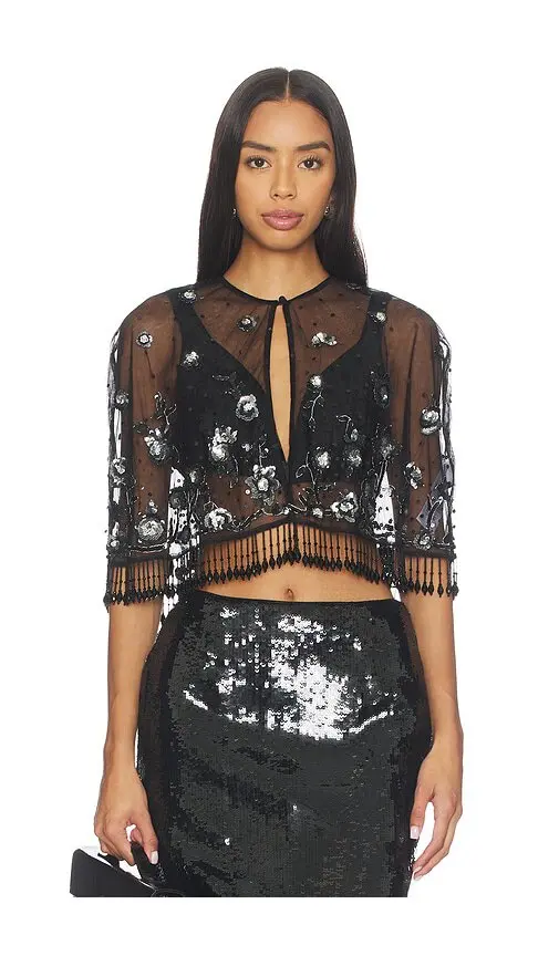 AFEW RAHUL MISHRA Embellished Sequined Cape - Black