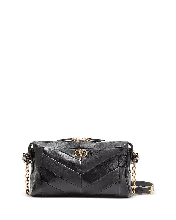 Valentino Garavani Panthea Small Vlogo Leather Shoulder Bag - Black