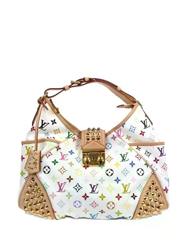 LOUIS VUITTON 2010s Chrissie Monogram Studs Shoulder Bag - White