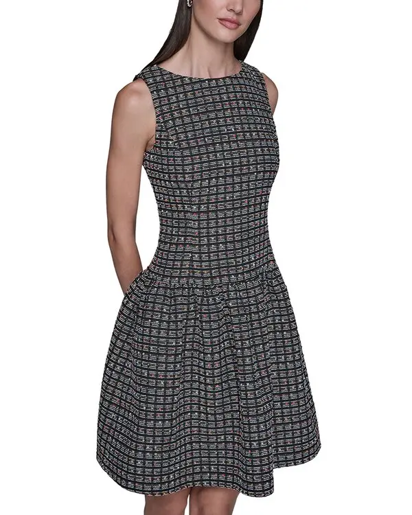 Karl Lagerfeld Paris Mini Grid Nubby Dress