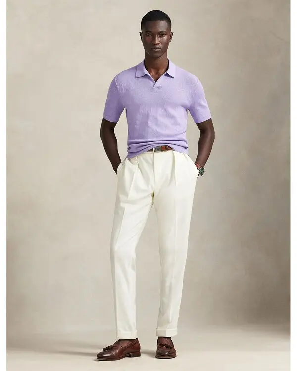 Polo Ralph Lauren Textured Stretch Linen Blend Polo - Purple